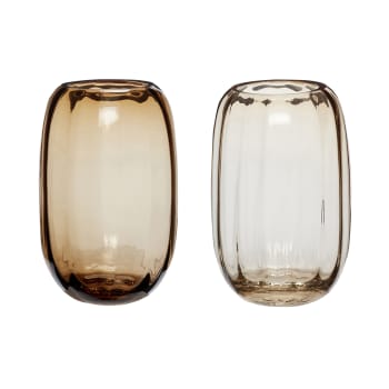 Set de 3 vases en verre marron 9x9x15cm | Maisons du Monde