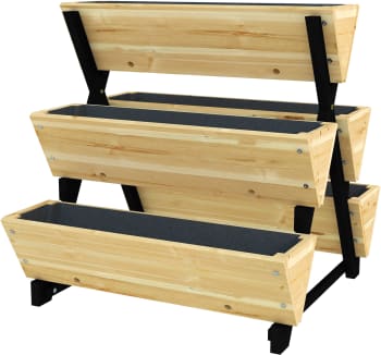Orto rialzato a 3 livelli per piante da giardino in legno Outsunny ...