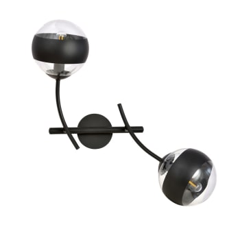 Aplique de pared sencillo negro con 2 luces y esferas blancas Mosoma ...
