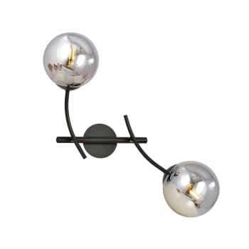 Aplique de pared sencillo negro con 2 luces y esferas blancas Mosoma ...