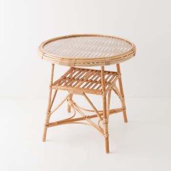 Table ronde en osier brun plateau tressé MELINA | Maisons du Monde