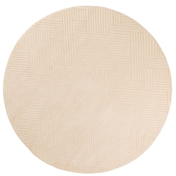Tappeto tondo taftato pelo raso (15 mm) bianco 120 D Villa rosso ...