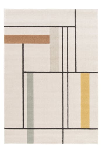 Alfombra estampado de líneas y rectángulos en colores grises 160x230 ...