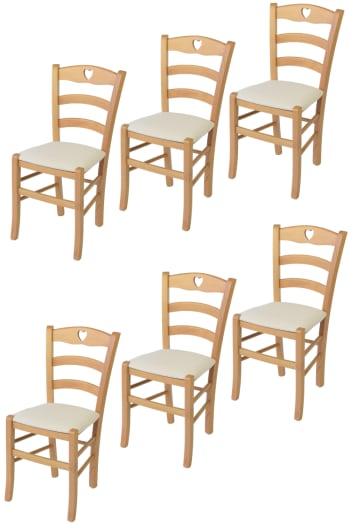 Sedia in faggio color naturale e seduta in tessuto capriolo Cuore ...