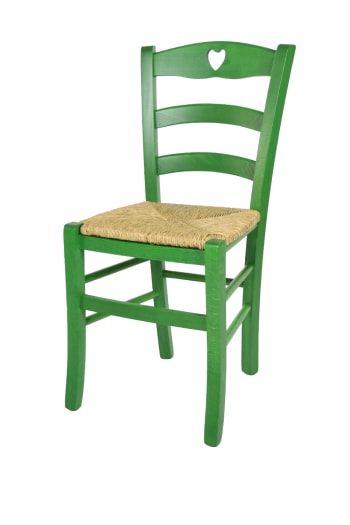 Sedia in faggio color naturale e seduta in tessuto capriolo Cuore ...