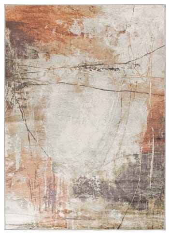 Tapis en viscose géométrique beige/rouille/vert 135x195 cm Bleik ...