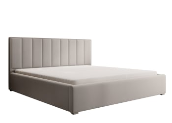 Polsterbett mit Bettkasten und Bouclé-Bezug in Grau, 180 cm Softie ...