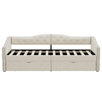 Tagesbett mit ausziehbarem Rollbett, 90 x 200 cm, dunkelbeige | Maisons ...