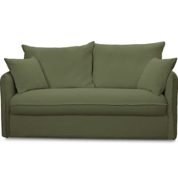 Canapé convertible express 3 places en tissu bouclette écru Gina ...