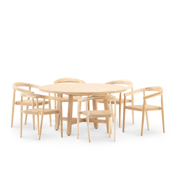 Ensemble table ronde et chaises 8 places en bois D150 Siena & modena ...