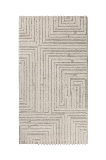Tapis plat à motif et relief beige et brun 80x150 Solveig | Maisons du Monde