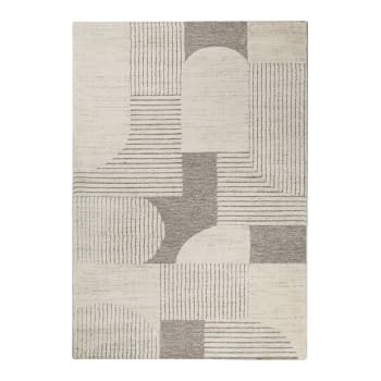 Tapis ras beige chiné avec motif brun 200x200 Nelle | Maisons du Monde