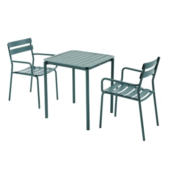 Balcon terrasse table pliante 70x70 + 2 fauteuils Java light | Maisons ...