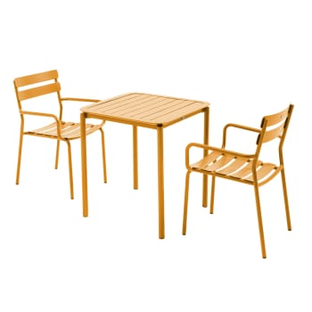 Set balcon table 40x40x45cm 2 fauteuils rotin synthétique Java light ...