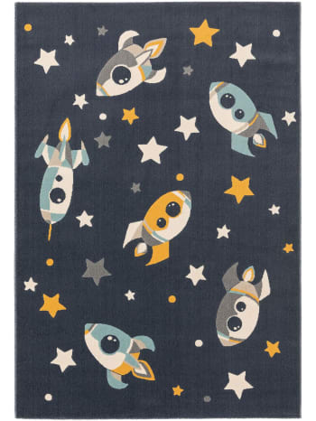 Tapis enfant beige/bleu D 120 rond FABIUS | Maisons du Monde