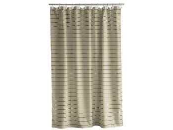 Rideau de douche classique tissu jacquard uni vert | Maisons du Monde