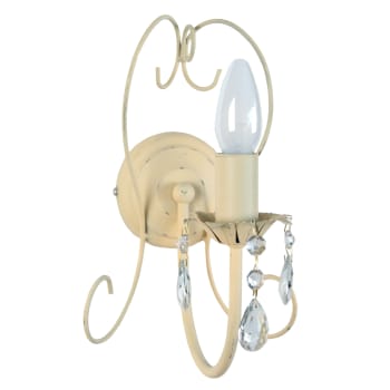 Applique Shabby Chic Grace Metallo Bianco 1 Luce Diffusore Bianco GRACE ...