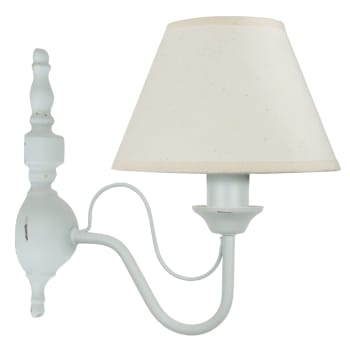 Applique Shabby Chic Grace Metallo Bianco 1 Luce Diffusore Bianco GRACE ...