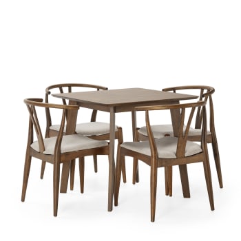 Juego de mesa 140x80 cm y 4 sillas de comedor color nogal Rustic ...