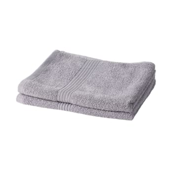 Lot de 2 serviettes de toilette 100% coton gris anthracite 50x90 ...