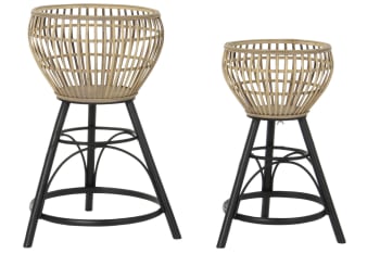 Set 2 macetero metal natural ratan 50x50x25,4cm | Maisons du Monde