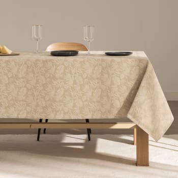 Nappe en 100% coton bio antitaches uni écru 140x140 cm Nature | Maisons ...