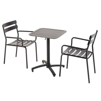 Set balcon table 40x40x45cm 2 fauteuils rotin synthétique Java light ...