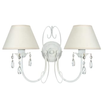 Applique Shabby Chic Grace Metallo Bianco 1 Luce Diffusore Bianco GRACE ...