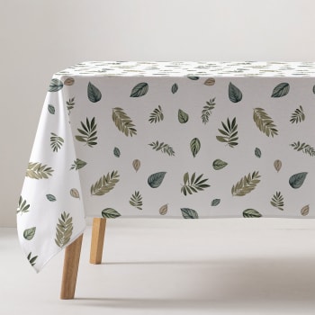 Nappe en 100% coton bio antitaches uni carreau 140x300 cm Nature ...