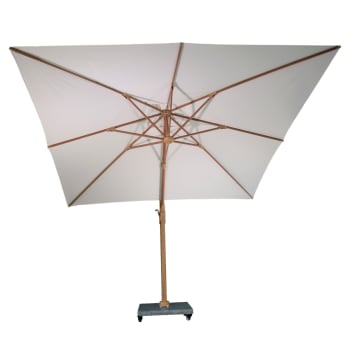 Parasol déporté professionnel en aluminium imitation bois et toile 3x3m ...