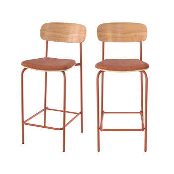 Barhocker (2er Set) aus Metall und Rattan Schwarz | Maisons du Monde