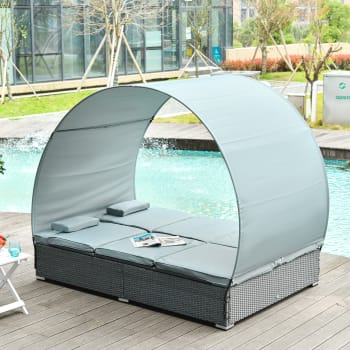 Sonnenliege aus Bambus und Segeltuch in Ecru Robinson | Maisons du Monde