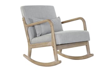 Mecedora en madera y tejido beige | Maisons du Monde
