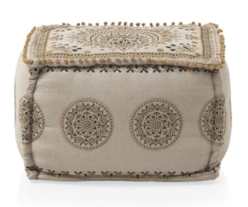 Puf rodeo cognac cuero y piel marrón COLORADO | Maisons du Monde