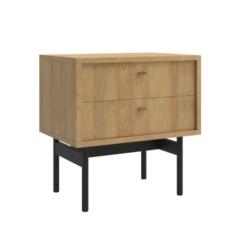 Table de chevet avec tiroir et cadre grège 50x34 cm Evo | Maisons du Monde