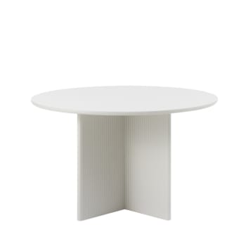 Table à manger 4 personnes ronde effet travertin - Beige Danli ...