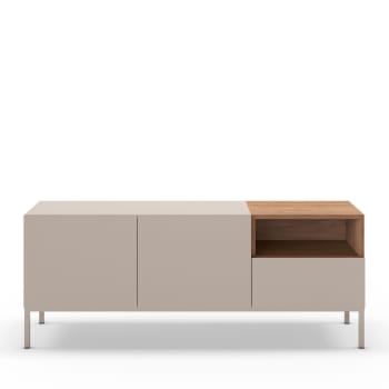 Meuble TV 4 portes en bois et métal L200cm - Beige Vintara | Maisons du ...