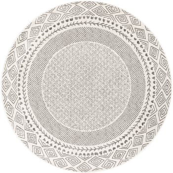 Grüner runder Teppich aus recycelter Baumwolle mit Pompons D100 ...