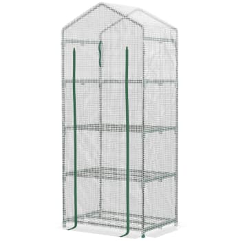 Serra verticale con 4 ripiani acciaio e pe verde 70x50x160cm Outsunny ...