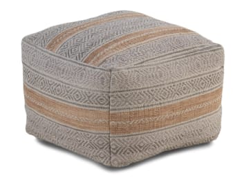 Geflochtener Puff aus Jute und Baumwolle, weiß Knot | Maisons du Monde