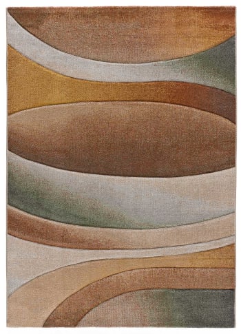 Tapis géométrique beige/rouille/vert 80x150 cm Sora | Maisons du Monde