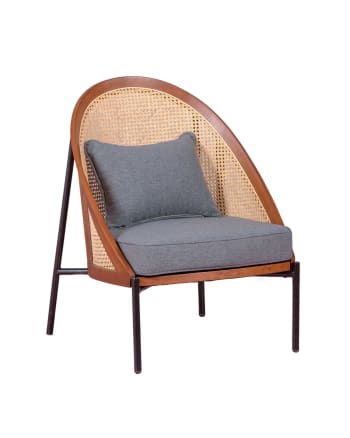 Sillón rústico en madera de nogal, gris Plymouth | Maisons du Monde