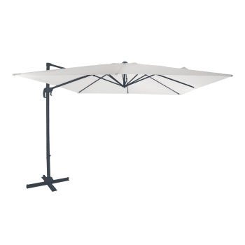 Parasol déporté rond, aluminium, bois/beige Ø 300cm Marisol | Maisons ...