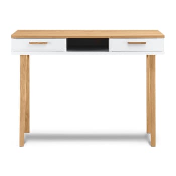 Schreibtisch mit 2 Schubladen in Eichenholzoptik L96 cm Retro | Maisons ...