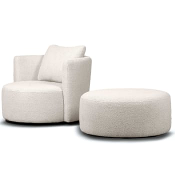 Drehbarer Sessel aus Chenille in sandbeige Woolly | Maisons du Monde