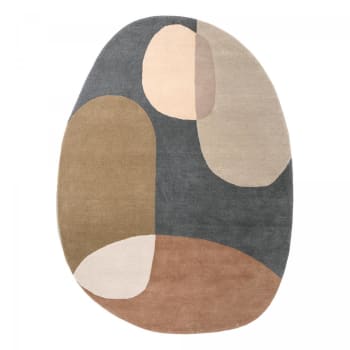 Tappeto ovale taftato con motivi écru e dorati 140x200cm BERNON ...