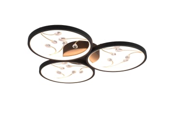 Plafoniera LED 4 cerchi con decori, matallo, bianco, L 96 cm Groovy ...