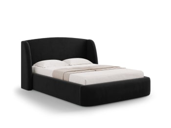 Letto a cassettone con testiera 160x200cm in velluto blu reale Ludivine ...