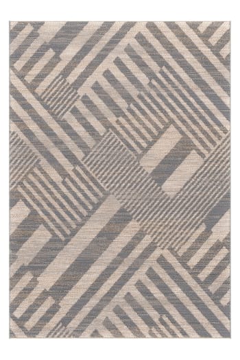 Tappeto esterno interni 3D beige grigio crema strisce 160 x 220 cm ...