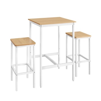 Table fixe effet bois beige, blanc 120x54 h154 cm Areneio | Maisons du ...